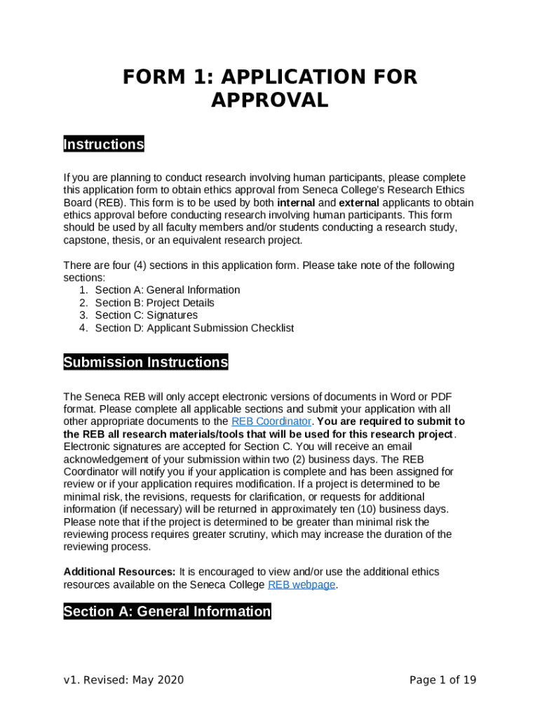 Common Ontario College REB application Doc Template | pdfFiller