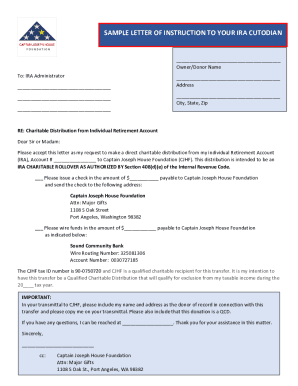 Fillable Online Sample Letter to IRA Administrators - College of the ...