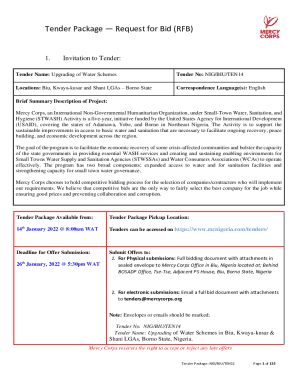 Fillable Online Tender PackageRequest for Bid (RFB) Fax Email Print ...