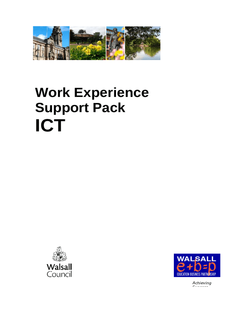 Ict work exp master placement pack - Walsall Council Doc Template | pdfFiller