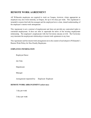 Fillable Online Remote Work Agreement. Remote Work Agreement for ...