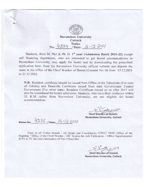 Fillable Online RAVENSHAW UNIVERSITY HOSTEL APPLICATION FORM Fax Email ...