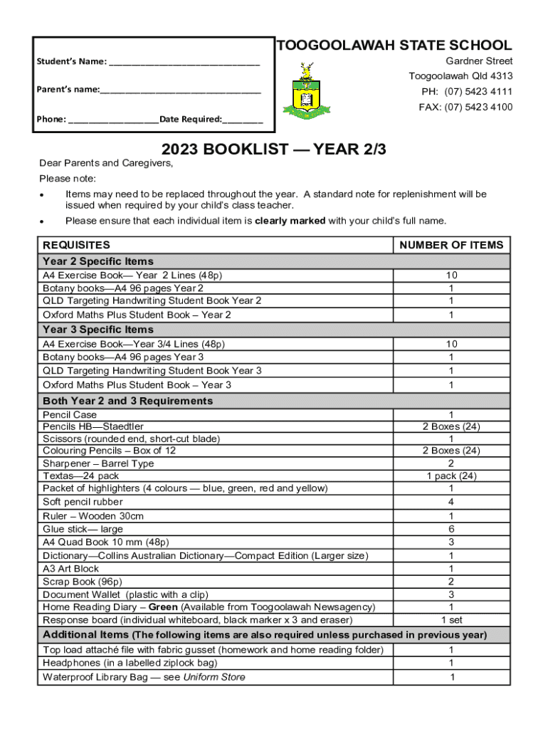 Fillable Online Student and Parent Handbook Linville State School Fax ...