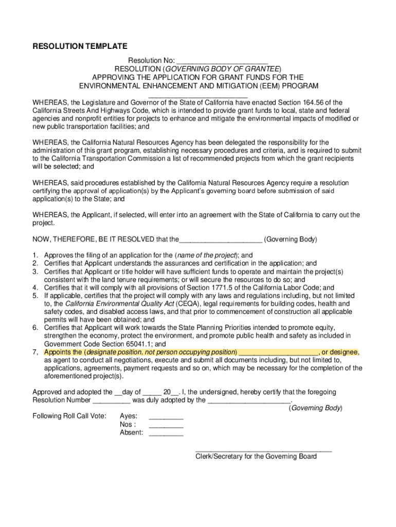 Fillable Online resources ca RESOLUTION TEMPLATE Fax Email Print ...