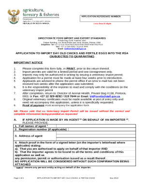 APPLICATION TO IMPORT CATS AND DOGS INTO THE RSA ... Doc Template ...