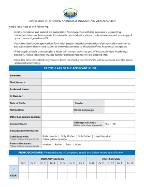 Fillable Online PARTICULARS OF THE APPLICANT (PUPIL) Fax Email Print ...