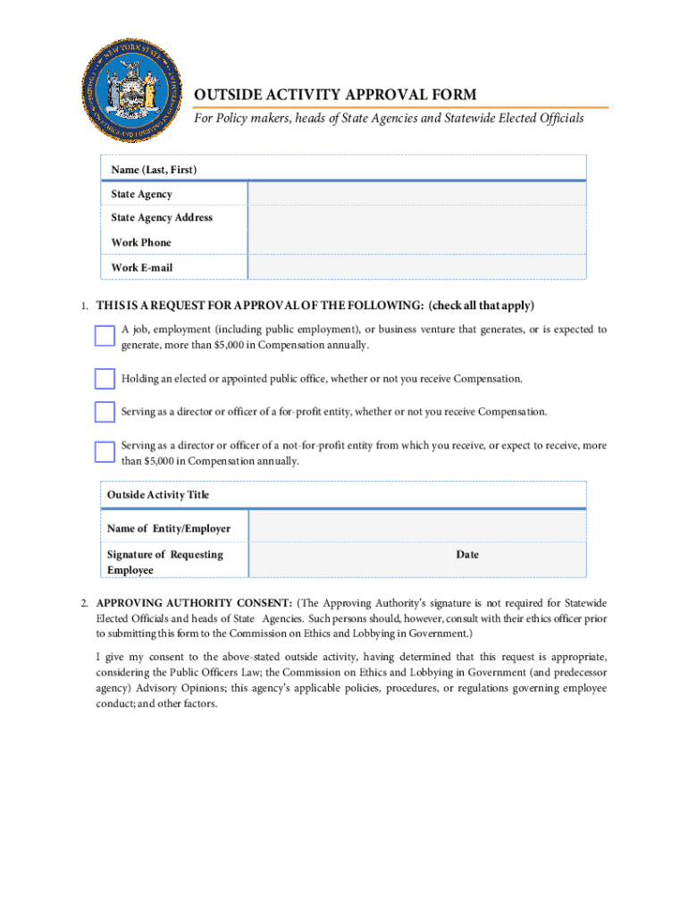 Fillable Online Outside Activity Approval Form NY.gov Fax Email Print - pdfFiller