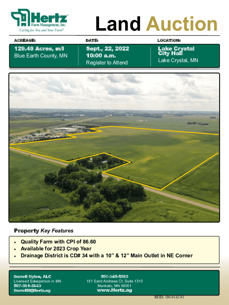 Fillable Online 80 acres in Blue Earth County, Minnesota - Auction ...