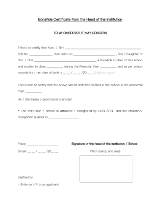 Fillable Online Bonafide Certificate - Fill Online, Printable, Fillable, Blank Fax Email Print ...