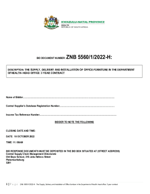 Fillable Online ZNB 5560/1/2022-H: The Supply, Delivery and ...