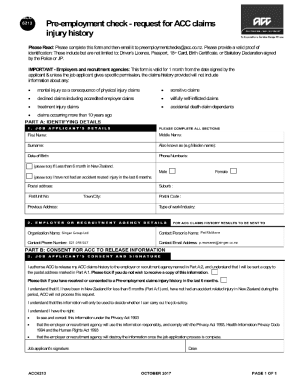 Fillable Online Pre-employment check - request for ACC claims ...