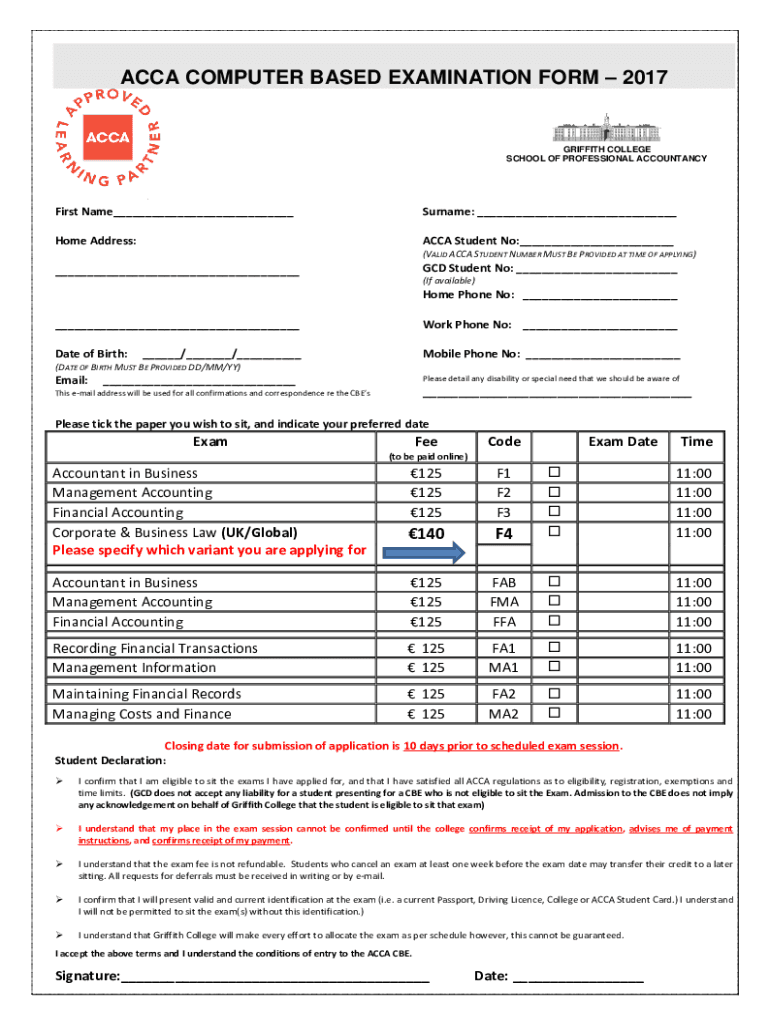 Fillable Online Past exams and question practice - ACCA Global Fax ...