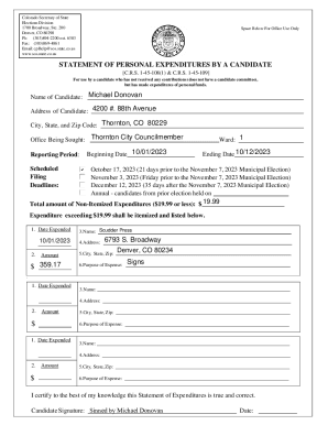 Fillable Online 2023-Statement-of-Personal-Expenditures ... - City of Thornton Fax Email Print ...