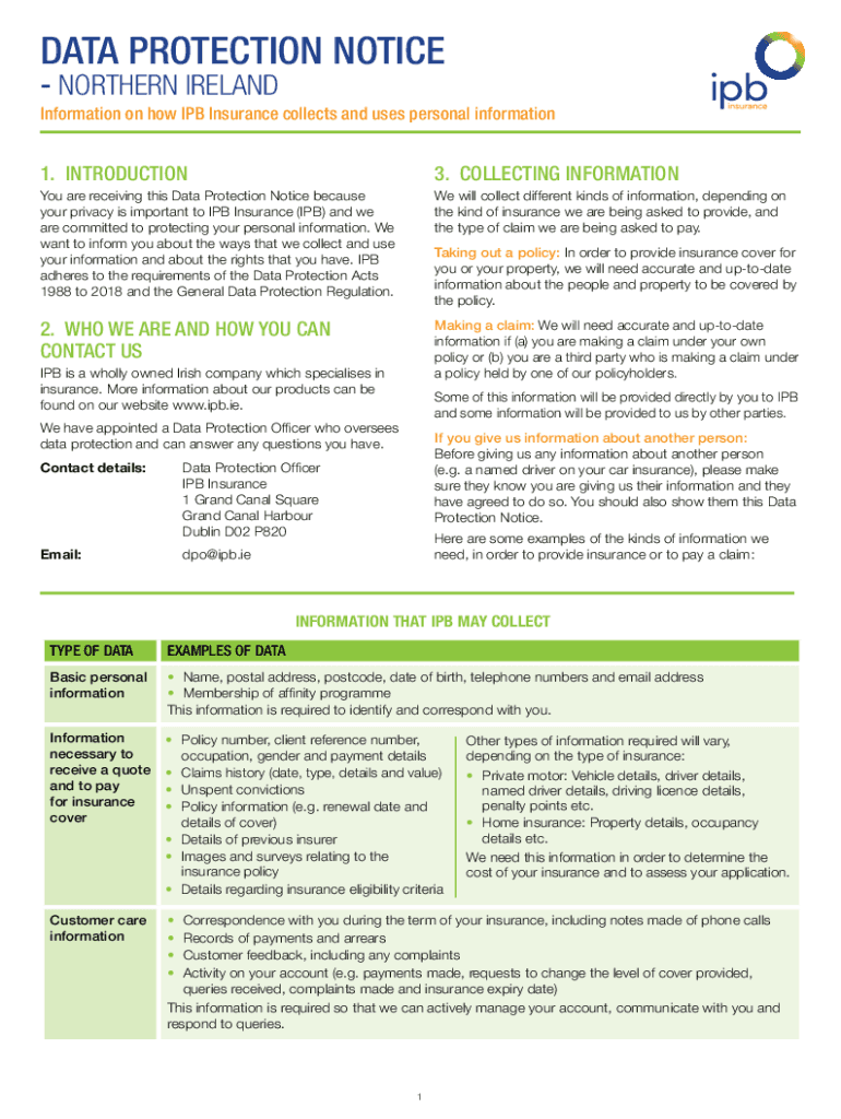 Fillable Online Personal Data Protection Notice - Education in Ireland ...