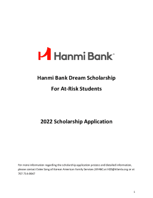 Fillable Online Hanmi Bank's Dream... - Korean American Family Services ...