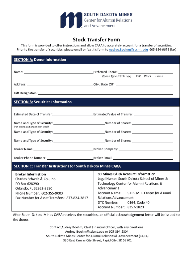 Fillable Online Stock Power Form For transferring shares, changing ...