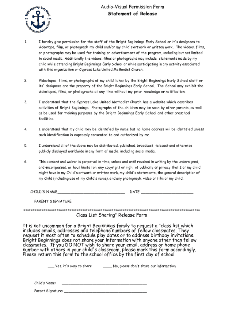 Fillable Online Audio-Visual Permission Form Fax Email Print - pdfFiller