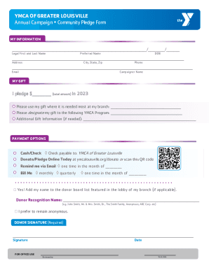Fillable Online Make A Pledge to the YMCA's Annual Campaign Fax Email ...
