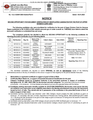 Fillable Online NOTICE - ESIC Fax Email Print - pdfFiller