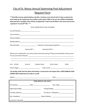 Fillable Online Pool Fill Adjustment Request Form Fax Email Print ...