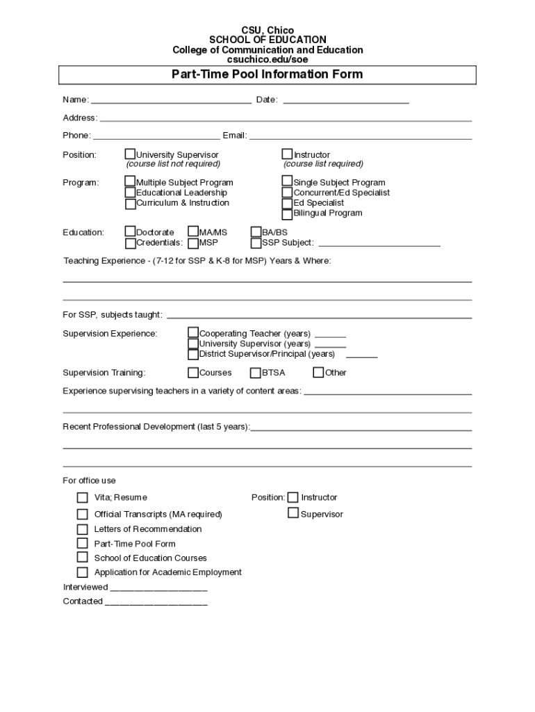 Fillable Online PT Pool Info Form.doc Fax Email Print - pdfFiller