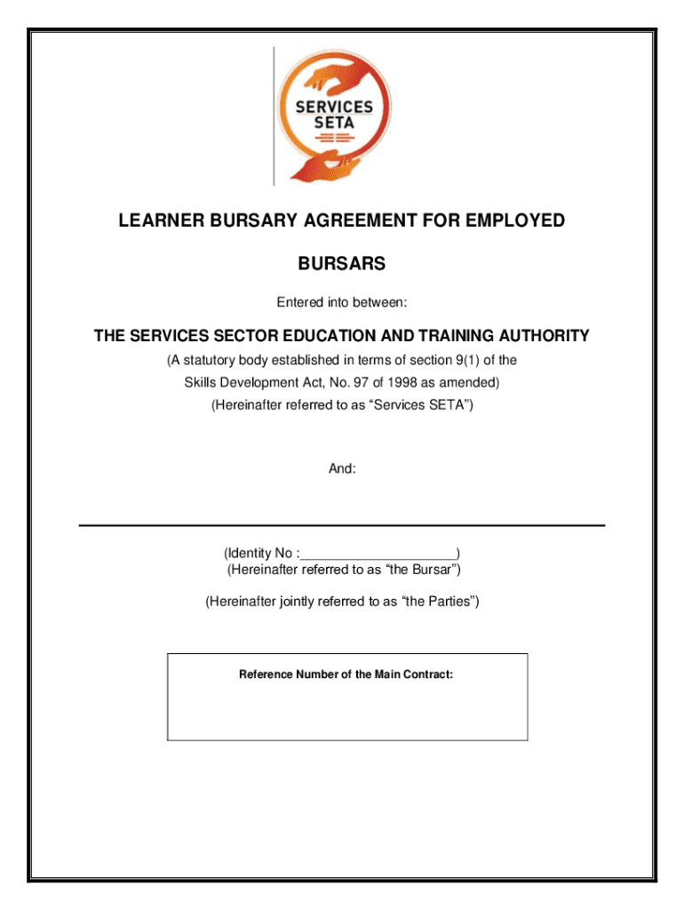 Fillable Online LEARNER BURSARY AGREEMENT FOR EMPLOYED ... Fax Email ...