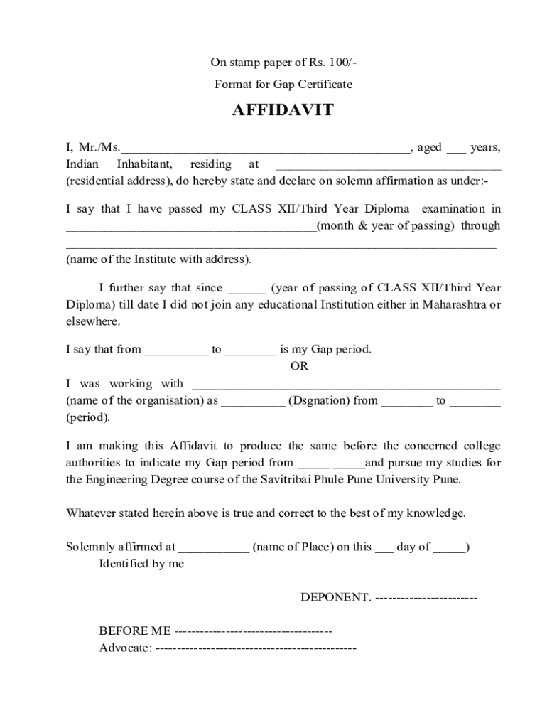 Fillable Online GAP-Affidavit.pdf - Mumbai - VESIM Fax Email Print ...