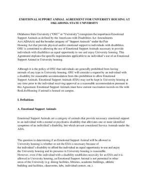 Fillable Online reslife okstate emotional support animal agreement for ...