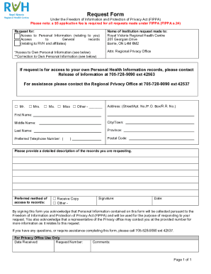 Fillable Online Request Form - Royal Victoria Regional Health Centre ...
