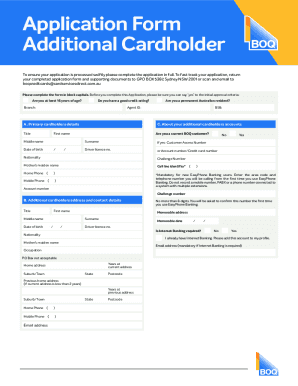 Fillable Online Application Form Additional Cardholder Fax Email Print - pdfFiller