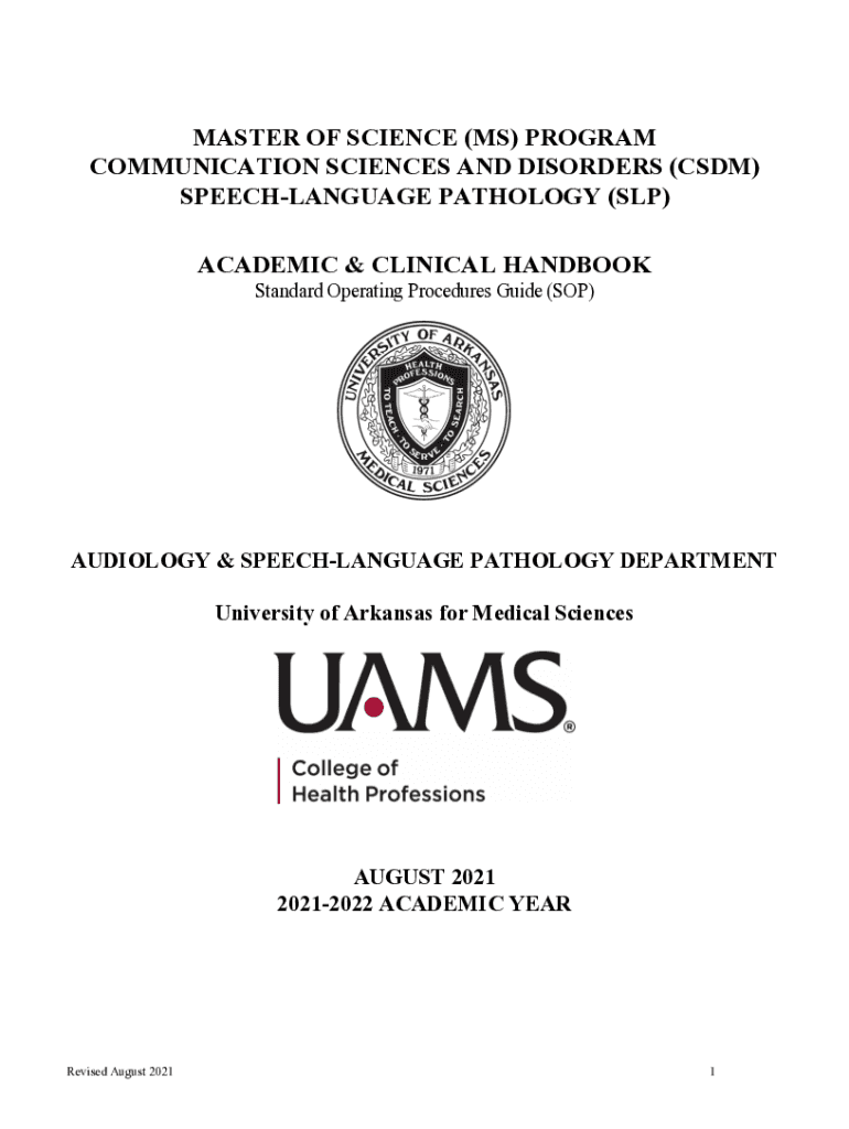 Fillable Online healthprofessions uams Master's Degree in Communication Sciences and Disorders ...