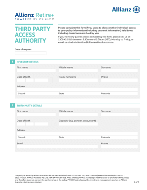 Fillable Online Third Party Access Authority Form. A policyholder can authorise a third party to ...