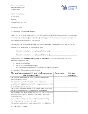 Fillable Online Microchip Implantation Veterinary Certification ...