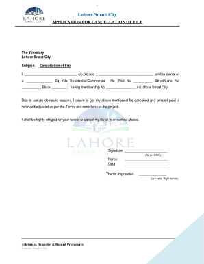 Fillable Online application for cancellation of file Fax Email Print ...