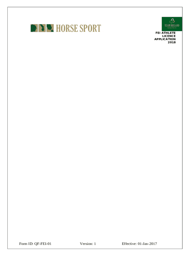 1 - FEI ATHLETE LICENCE APPLICATION 2015 Doc Template | pdfFiller