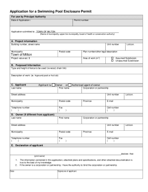 Fillable Online Residential Pool Permit Application Form - Town of ...