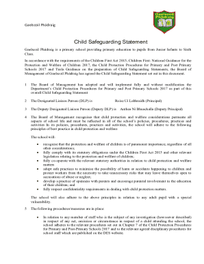 Fillable Online Child Safeguarding Statement - Gaelscoil Pheig Sayers ...