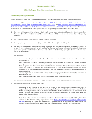 Fillable Online Child Safeguarding Statement - Freshford National ...