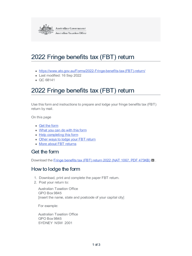 Fillable Online Fringe benefits tax - Australian Taxation Office Fax ...
