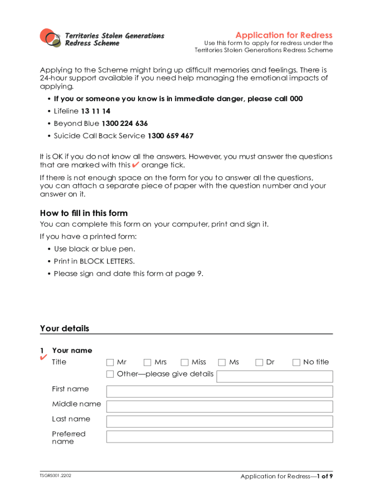 Fillable Online Application for redress coversheet Fax Email Print ...