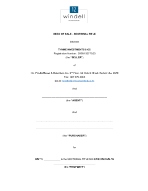 Fillable Online deed of sale - sectional title - Thyme Investments ...