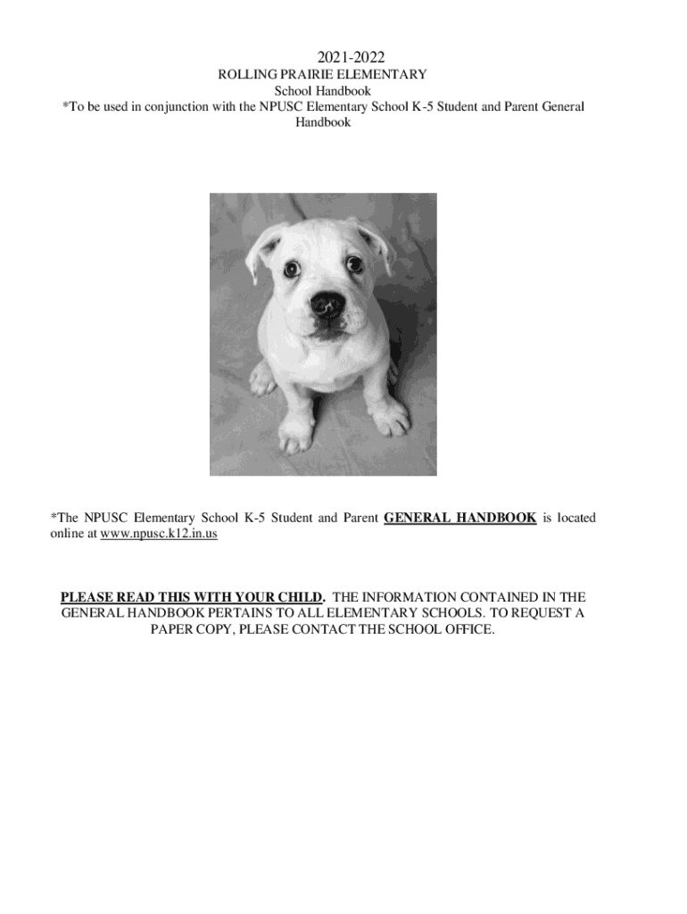 Fillable Online Elementary Handbooks - New Prairie United School ...