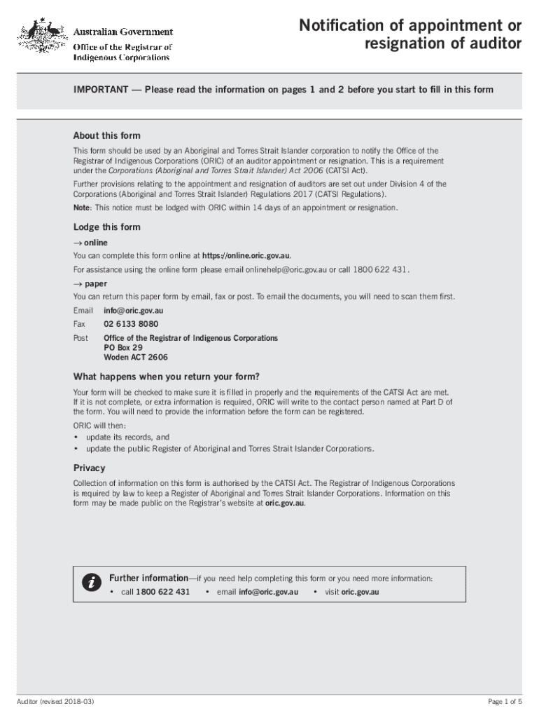 Fillable Online Resignation of an auditor of a public company - ASIC ...