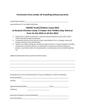 Fillable Online Summer Camp Permission Form Template - Jotform Fax ...