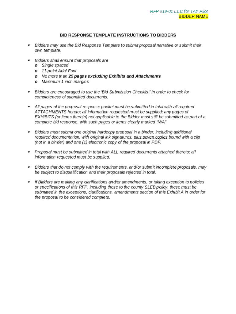 Bidder Response to ITT - Selection Questionnaire Part 1 Doc Template | pdfFiller