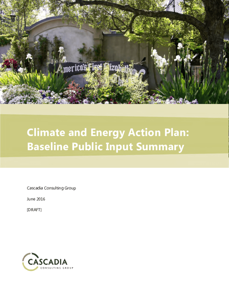 Fillable Online Climate and Energy Action Plan: Baseline Public Input ...