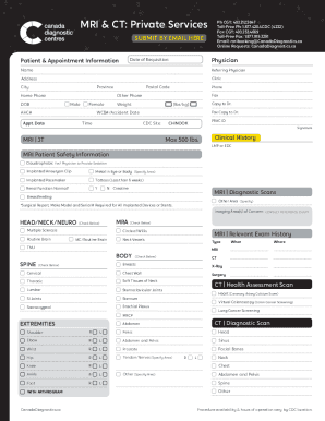 Fillable Online Magnetic Resonance Imaging (MRI) of the Body Fax Email ...