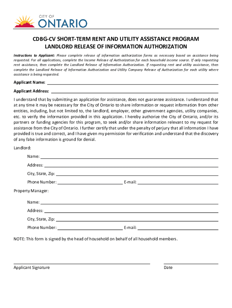 Fillable Online Landlord Release of Information Authorization.pdf Fax ...