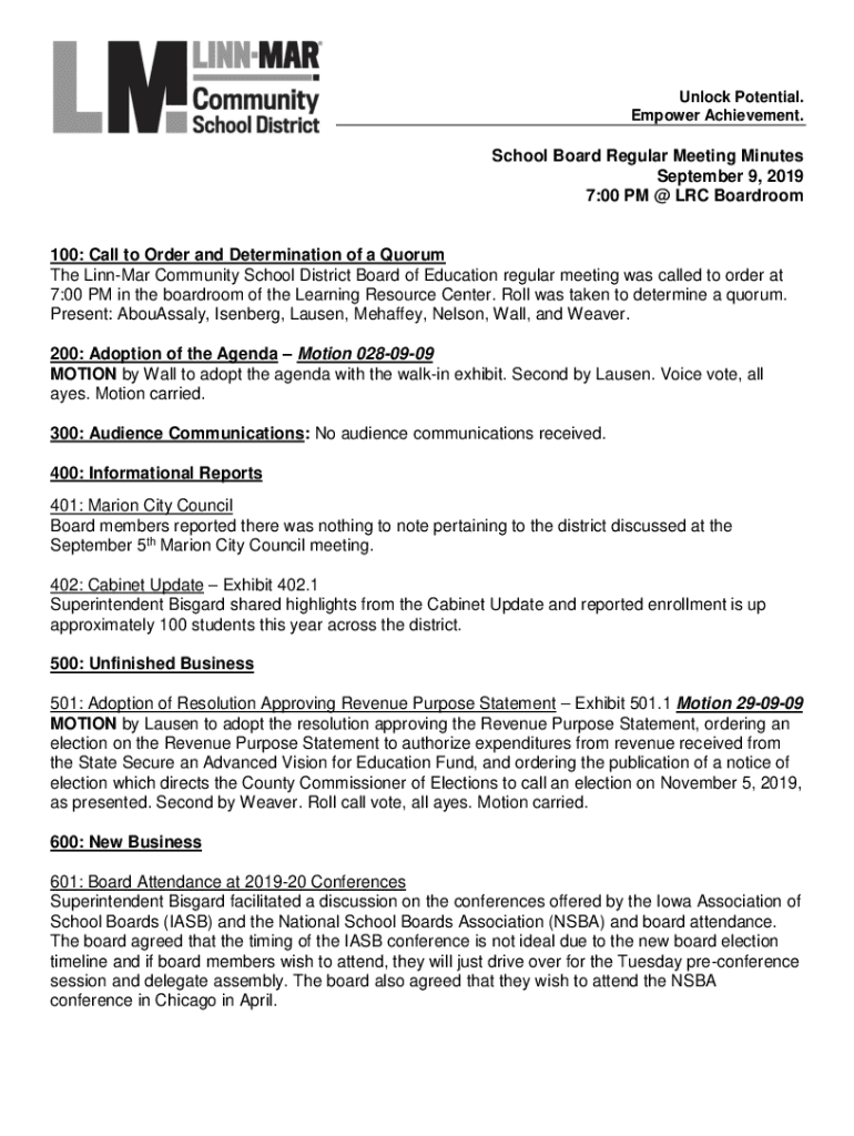 Fillable Online policy linnmar k12 ia 7:00 PM LRC Boardroom Fax Email ...
