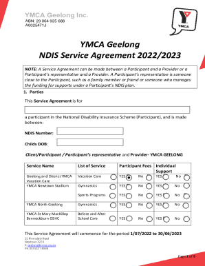 Fillable Online NDIS Service Agreement Form Template - Jotform Fax ...